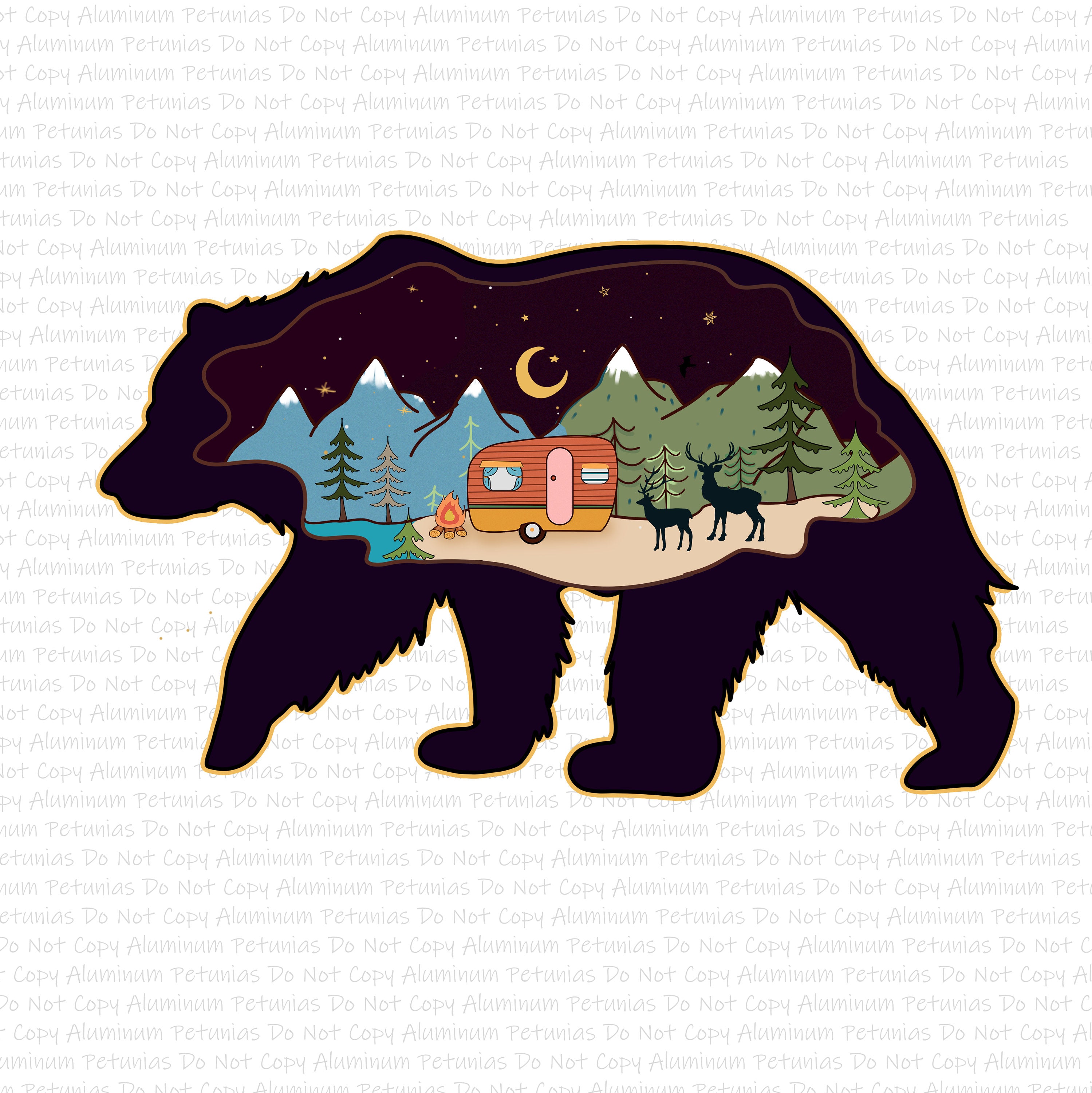 Camping Bear DTF (Direct to Film) Transfers, Outdoor DTF Transfer Read ...